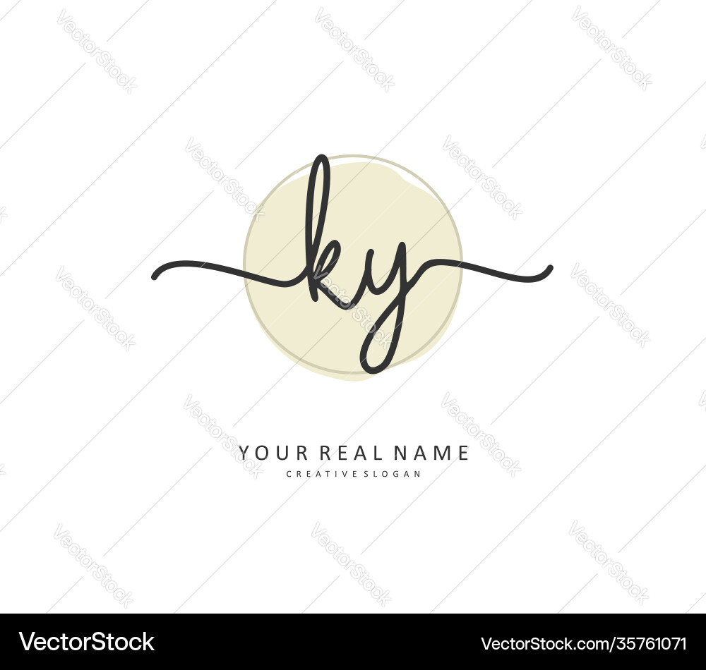 Ky initial letter handwriting and signature logo Vector Image