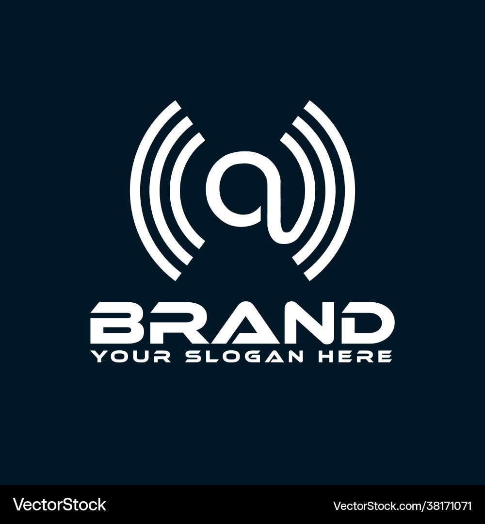 Letter a with signal on blue background Royalty Free Vector