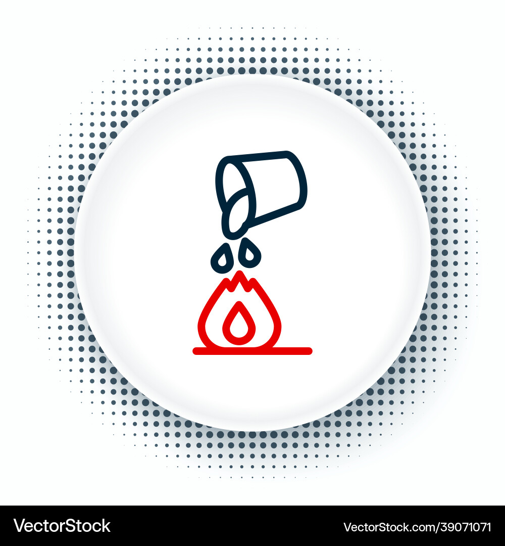 Line water bucket extinguishing a fire icon Vector Image