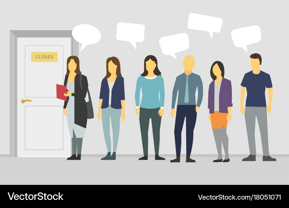 People stand in line and waiting in queue door Vector Image