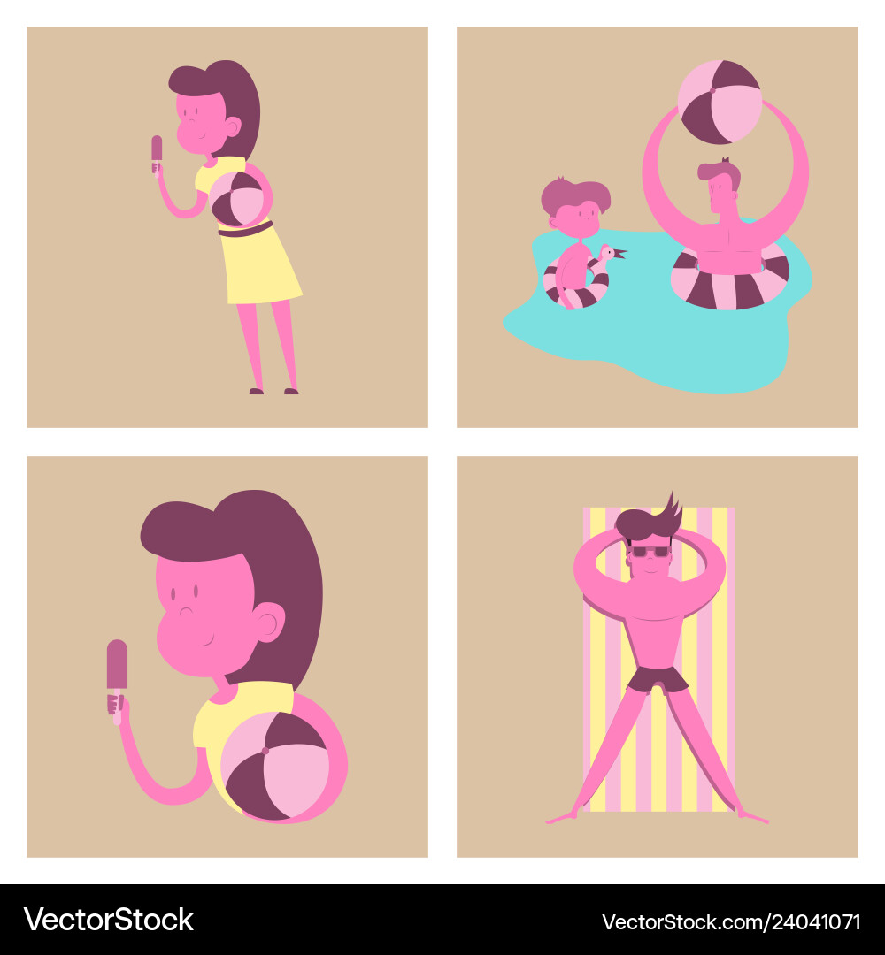 Pool party summer water activities scene Vector Image