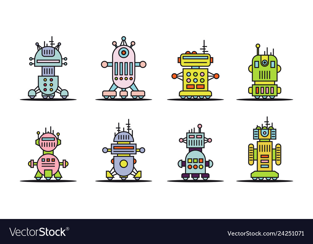 Set of robot icons Royalty Free Vector Image - VectorStock