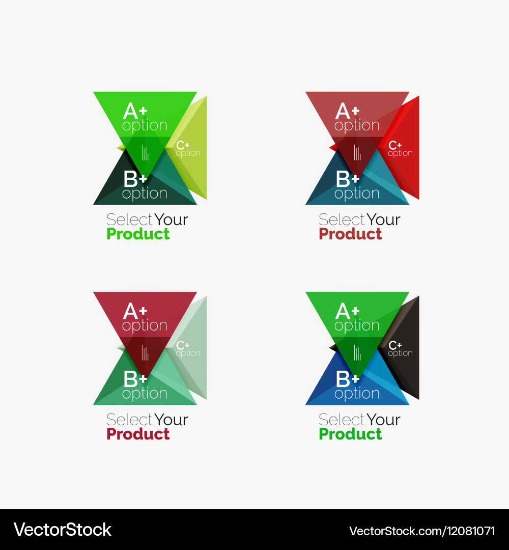Set of triangle infographic layouts with text Vector Image
