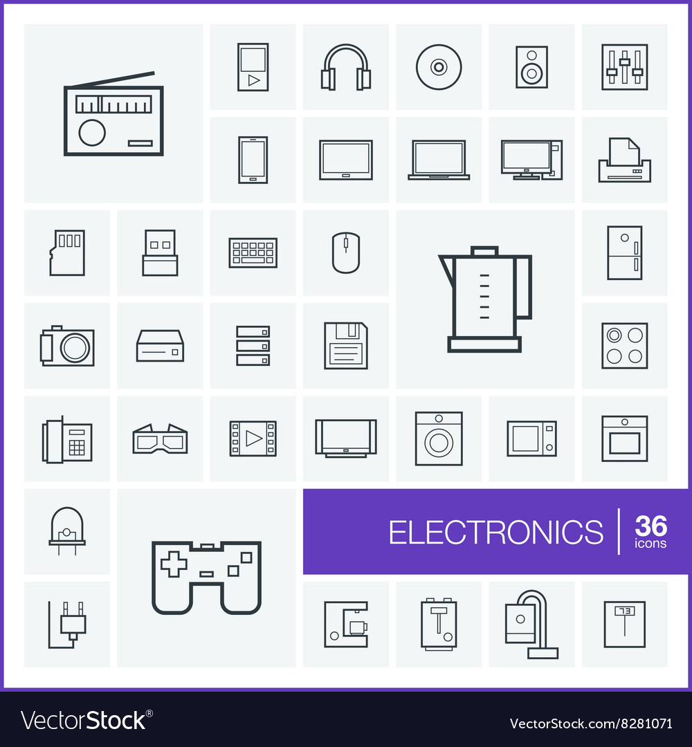 Thin line icons set and graphic design Royalty Free Vector