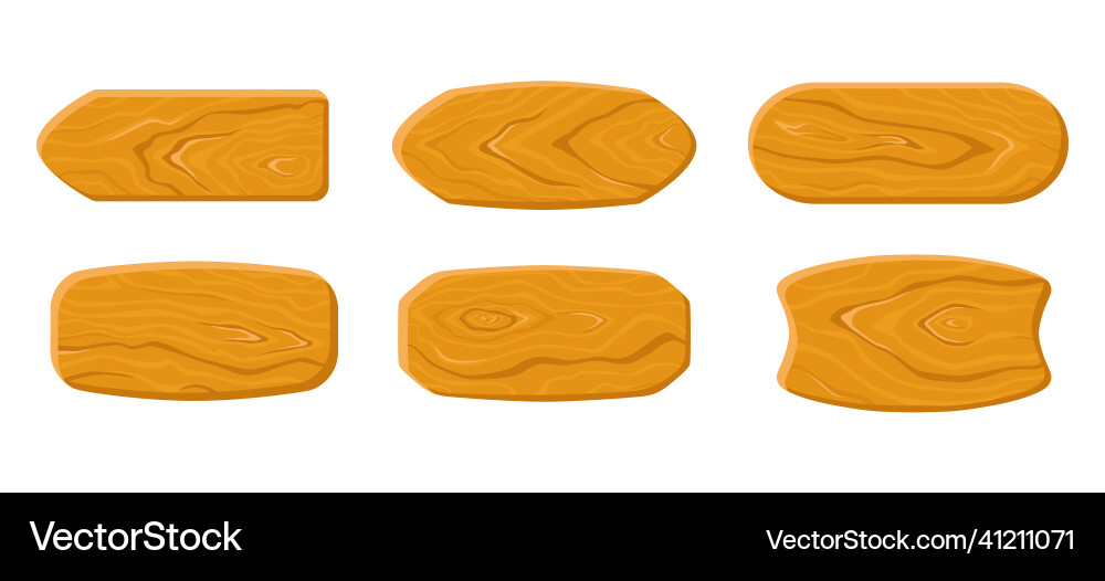 Various wooden plaques set on a white isolated Vector Image