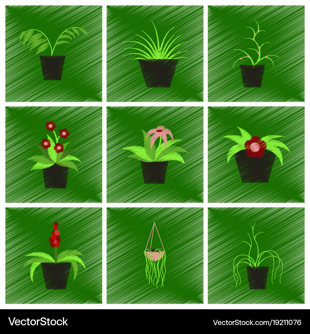 Assembly flat shading style icons houseplants Vector Image