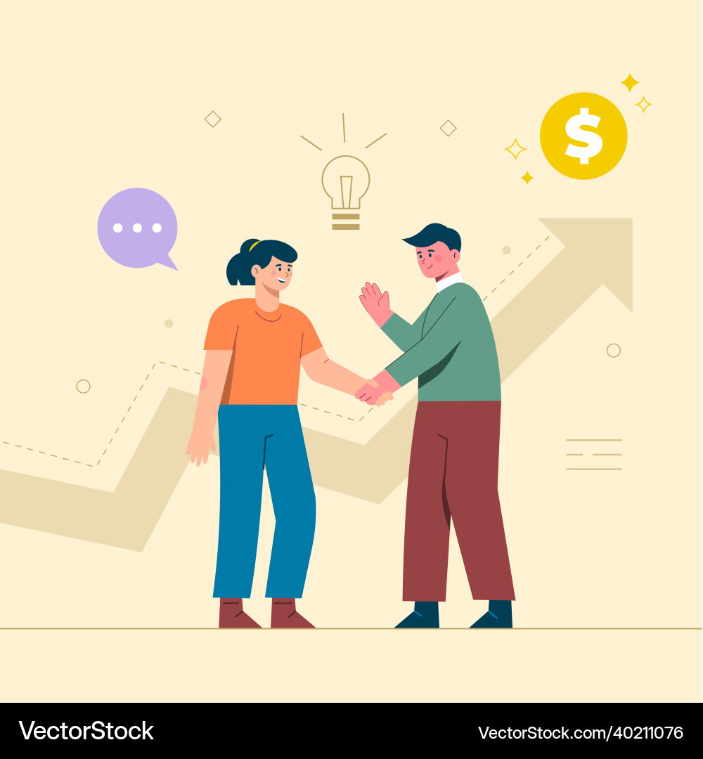 Business people dealing new idea stand on column Vector Image