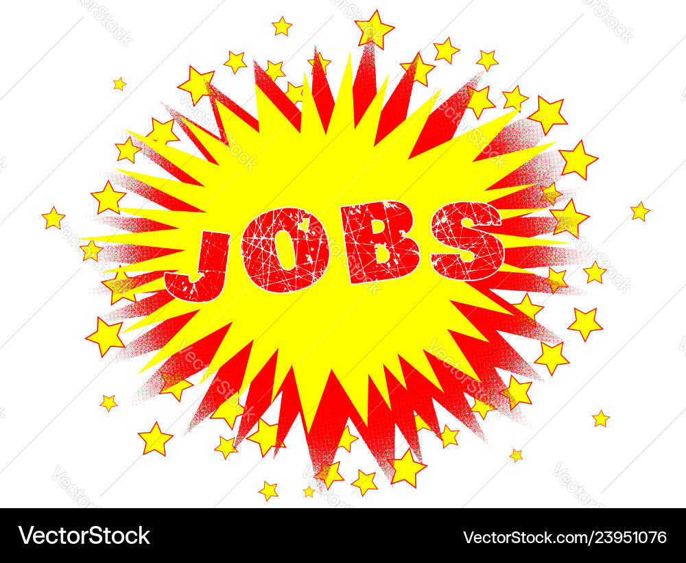 Cartoon yellow jobs splash Royalty Free Vector Image