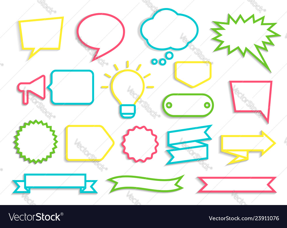 Colorful contoured speech bubbles badges ribbons Vector Image