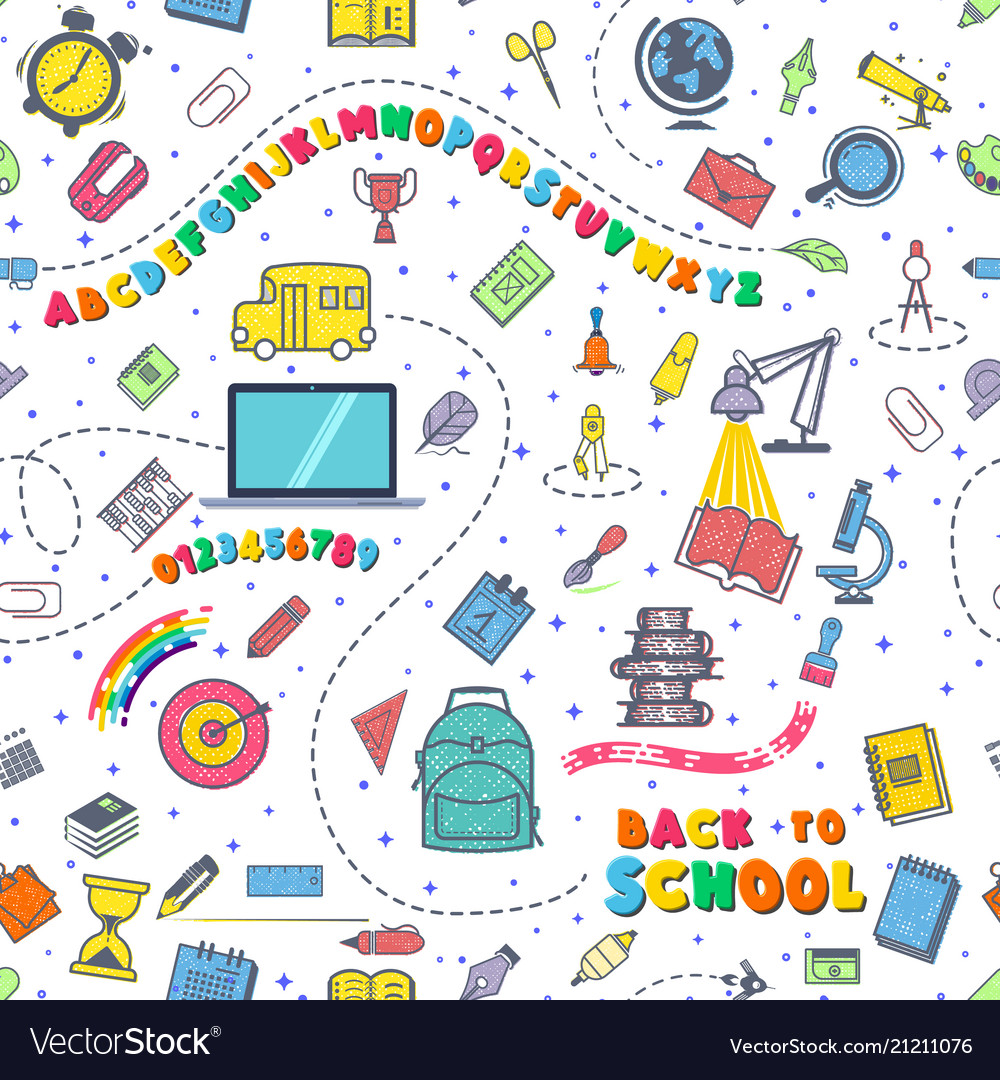 Concept of education seamless pattern school Vector Image Concept of education seamless pattern school Vector Image