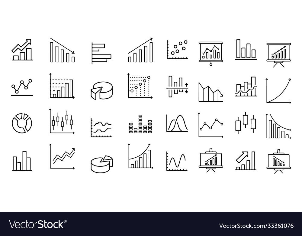 Growth graph icon set Royalty Free Vector Image