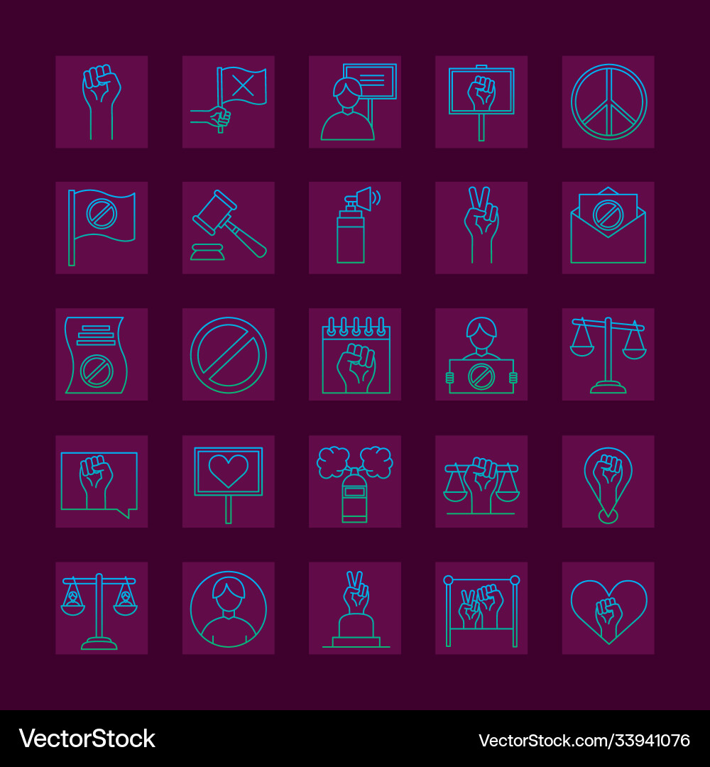 Human rights degraded style collection icons Vector Image