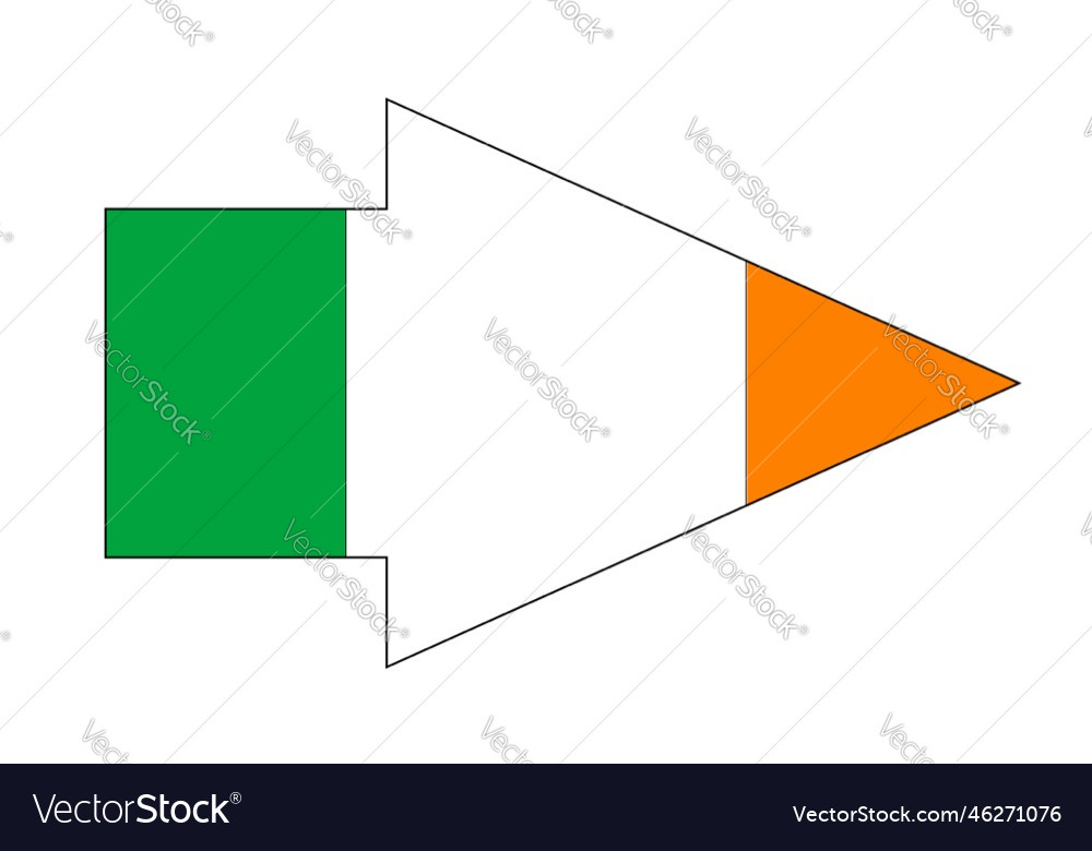 Irish flag set inside a pointer arrow Royalty Free Vector