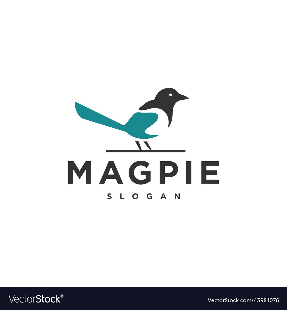 Magpie logo icon design black blue bird Royalty Free Vector