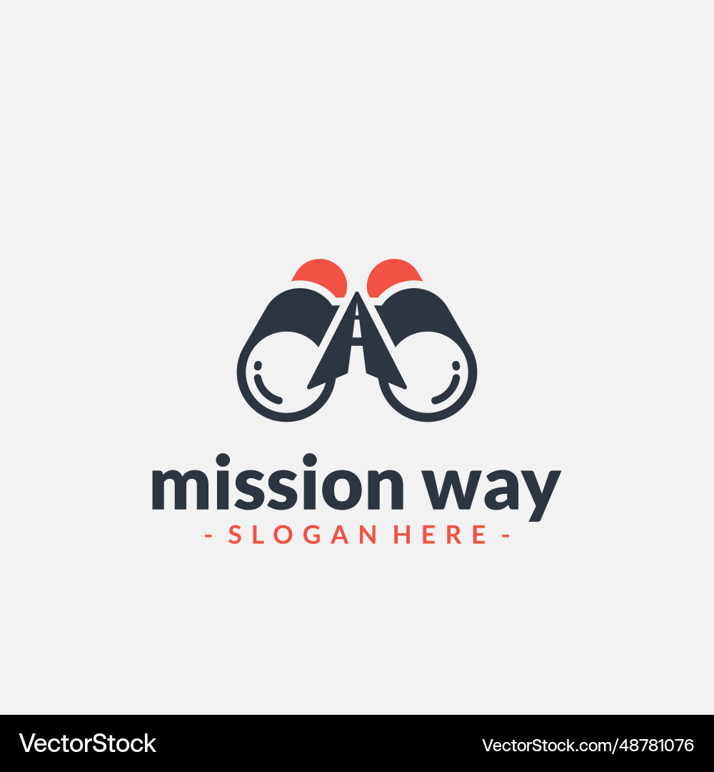 Mission way logo design road and binocular Vector Image