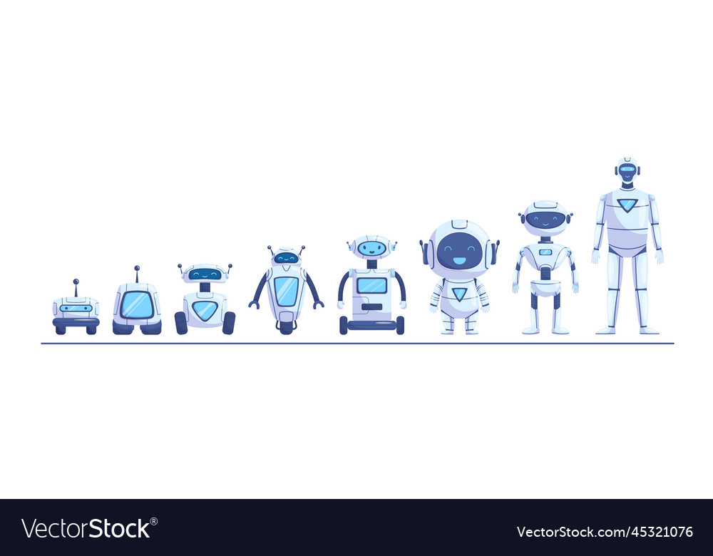 Robots evolution ai android engineering progress Vector Image
