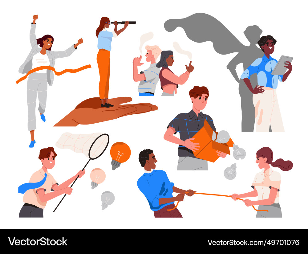 Set of business people at work Royalty Free Vector Image
