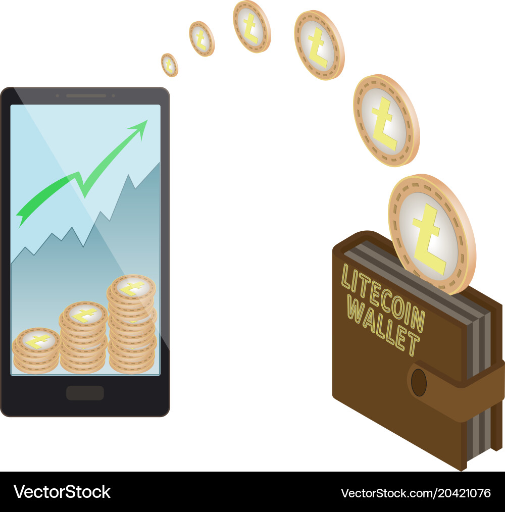 Transfer litecoin coins in the electronic wallet Vector Image