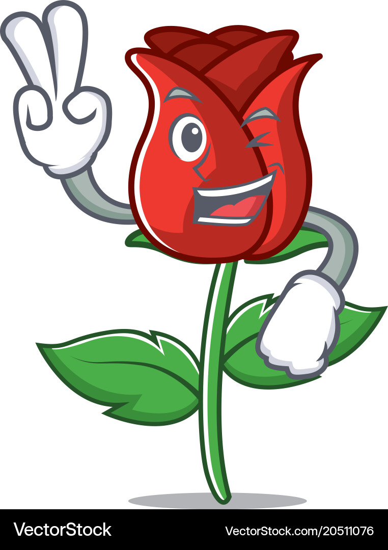 Two finger red rose character cartoon Royalty Free Vector