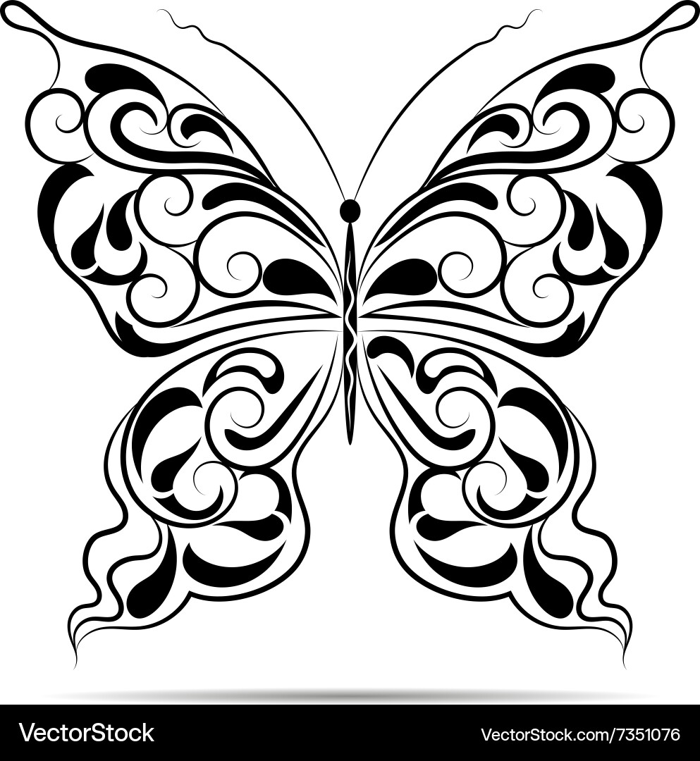 Vintage black pattern in a shape of a butterfly Vector Image
