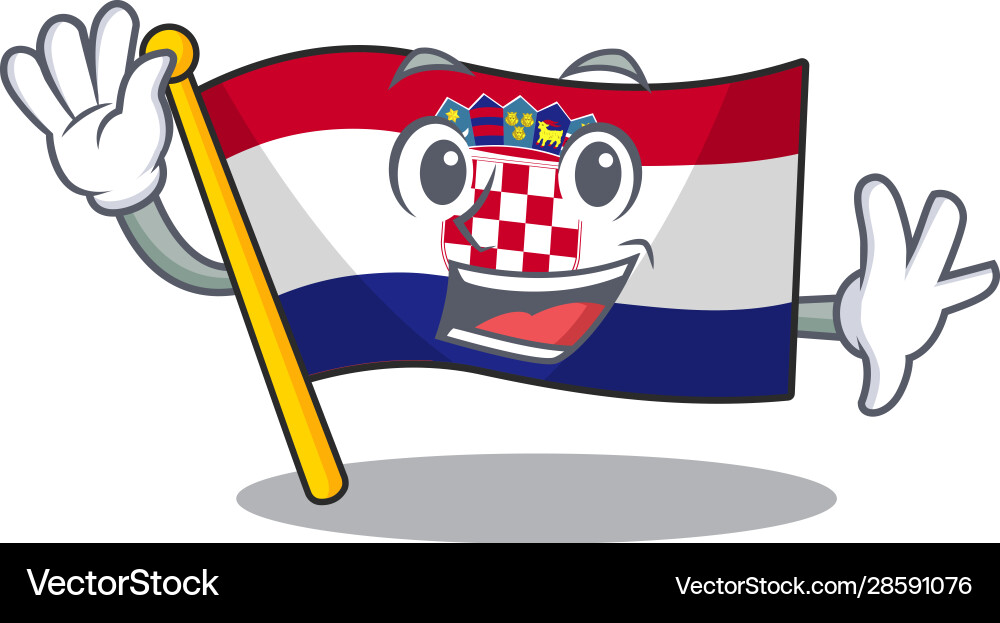 Waving cute smiley flag croatia scroll cartoon Vector Image