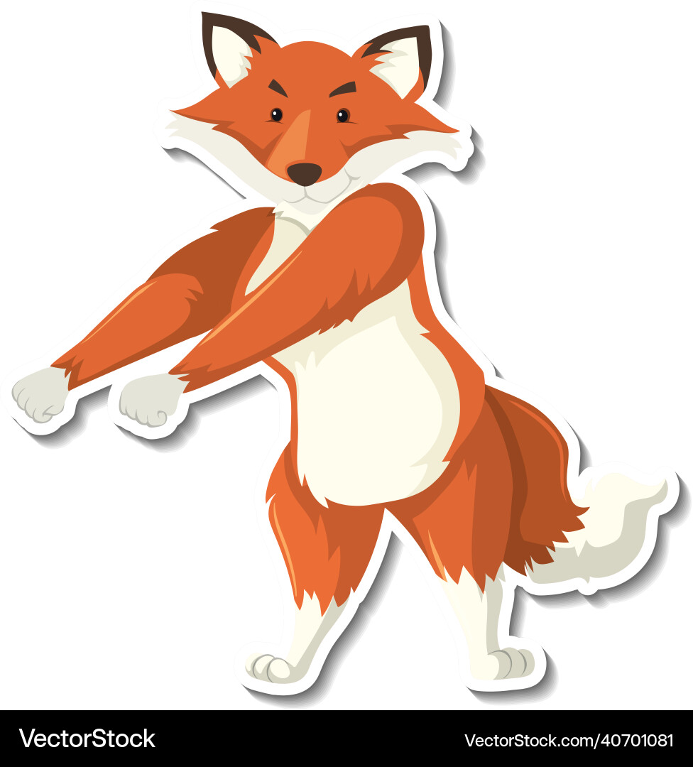 A fox dancing animal cartoon sticker Royalty Free Vector