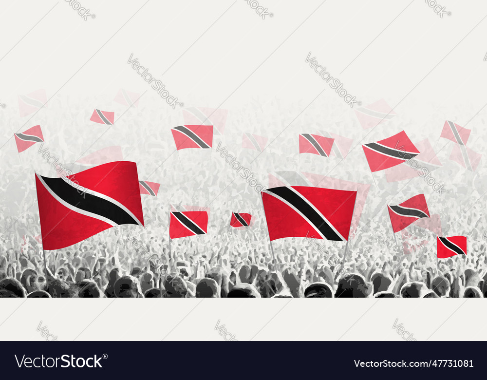 Abstract crowd with flag of trinidad and tobago Vector Image