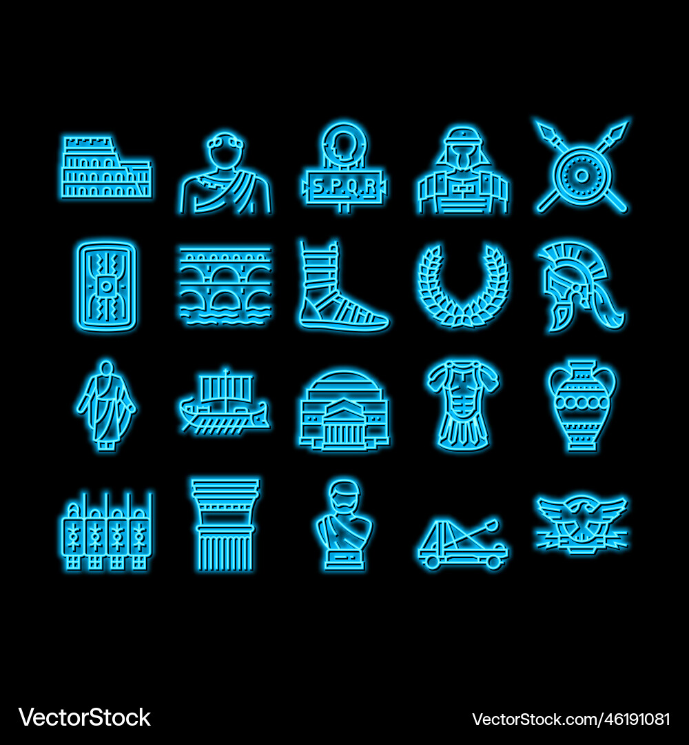 Ancient rome antique history neon glow icon Vector Image