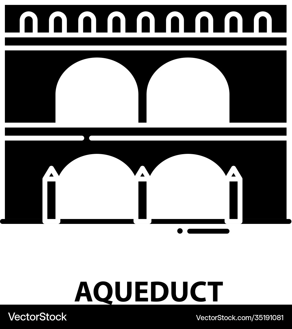 Aqueduct icon black sign with editable Royalty Free Vector