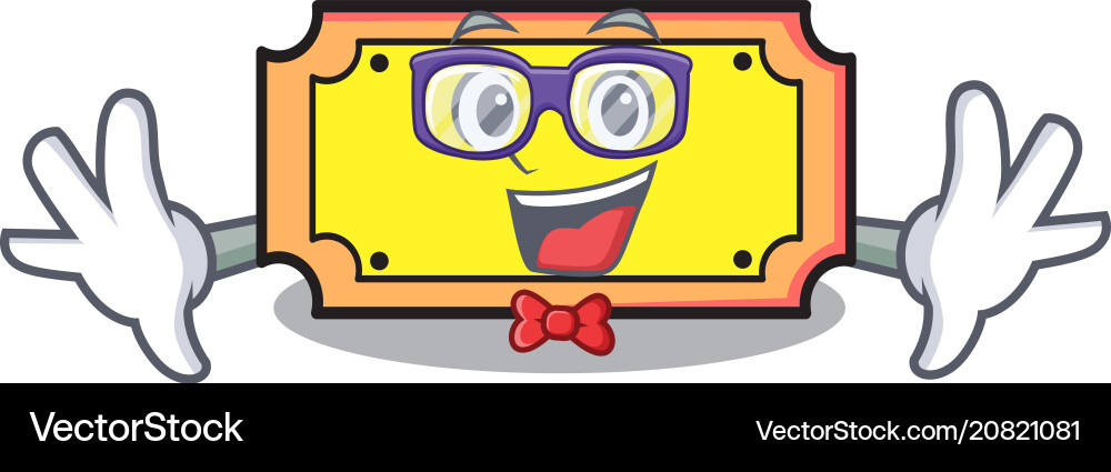 Geek ticket character cartoon style Royalty Free Vector
