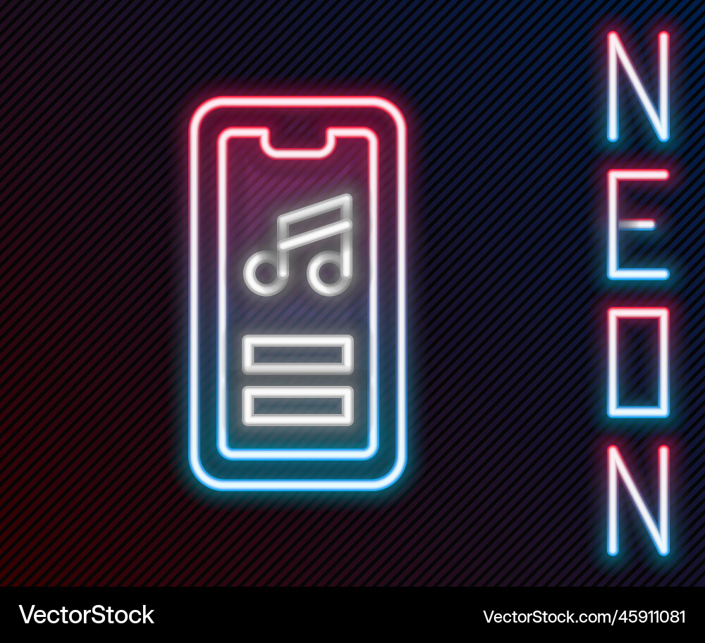 Glowing neon line music player icon isolated Vector Image