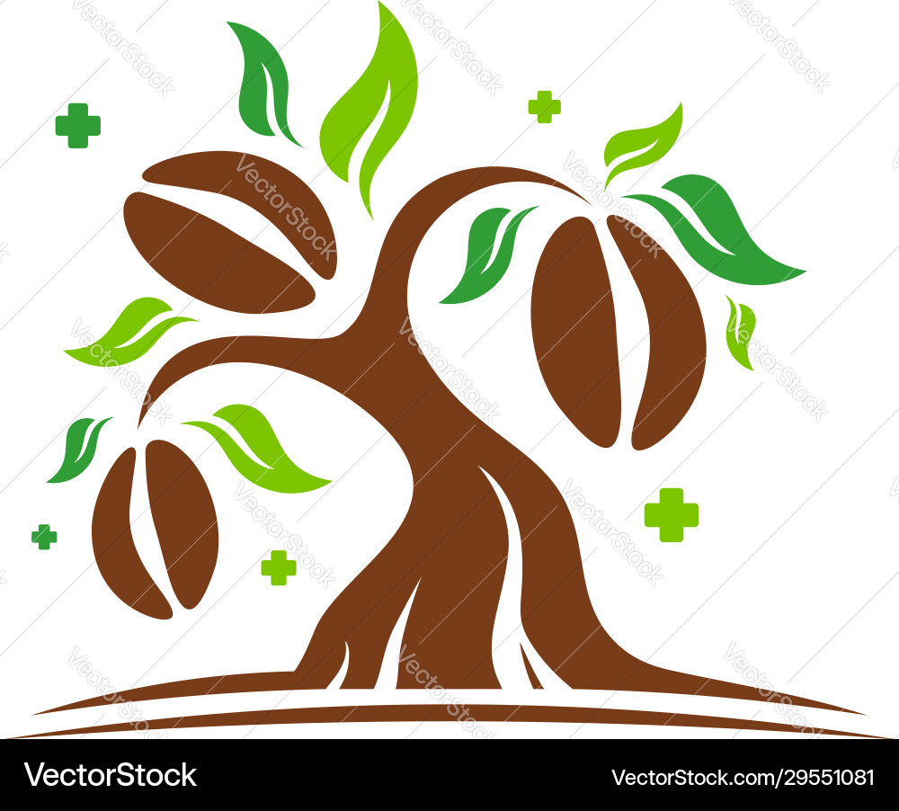 Healthy coffee logo designs concept natural Vector Image