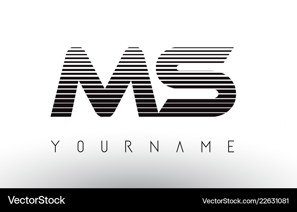 Ms black and white horizontal stripes letter logo Vector Image