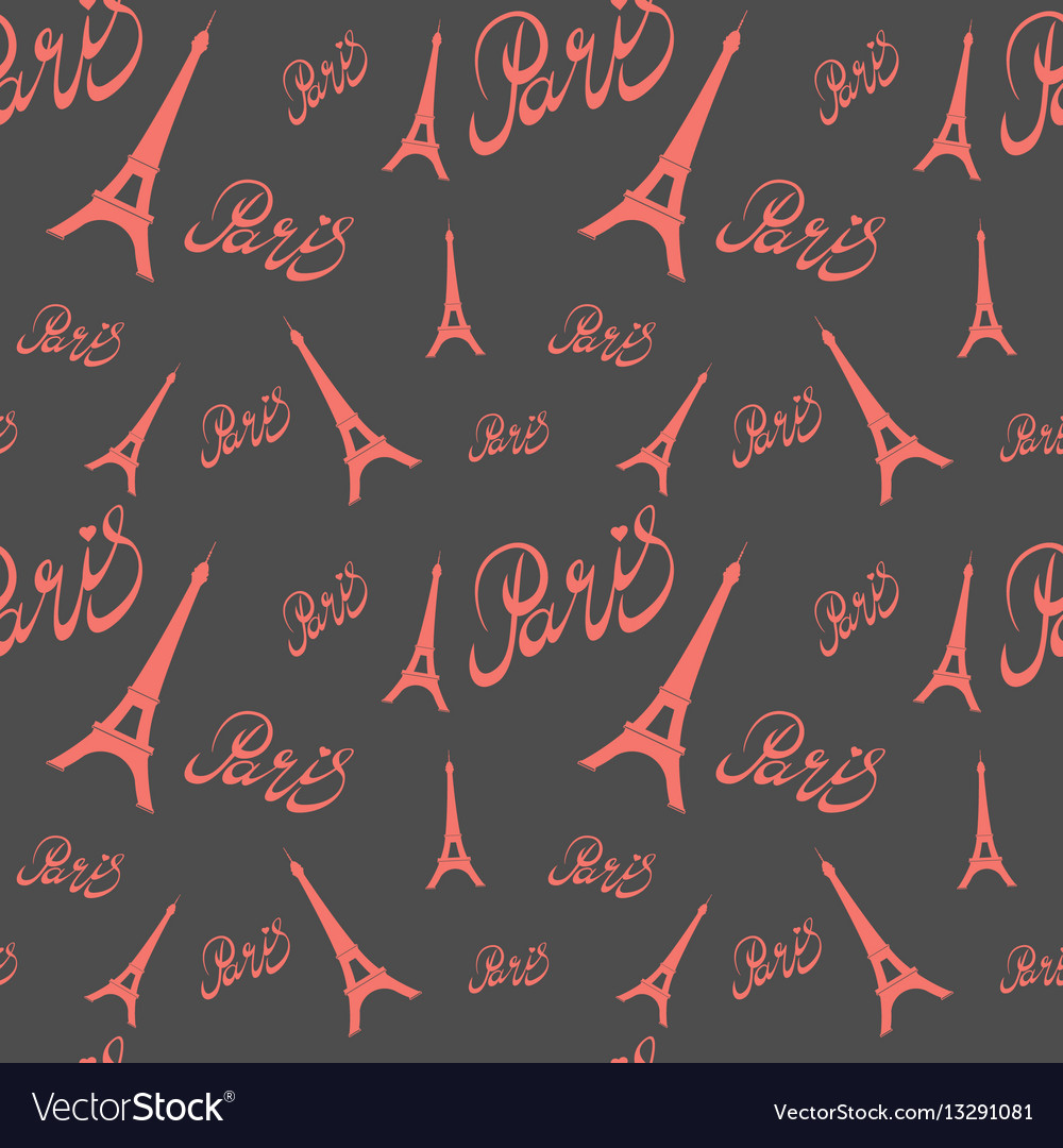 Seamless pattern eiffel tower with heartshand Vector Image