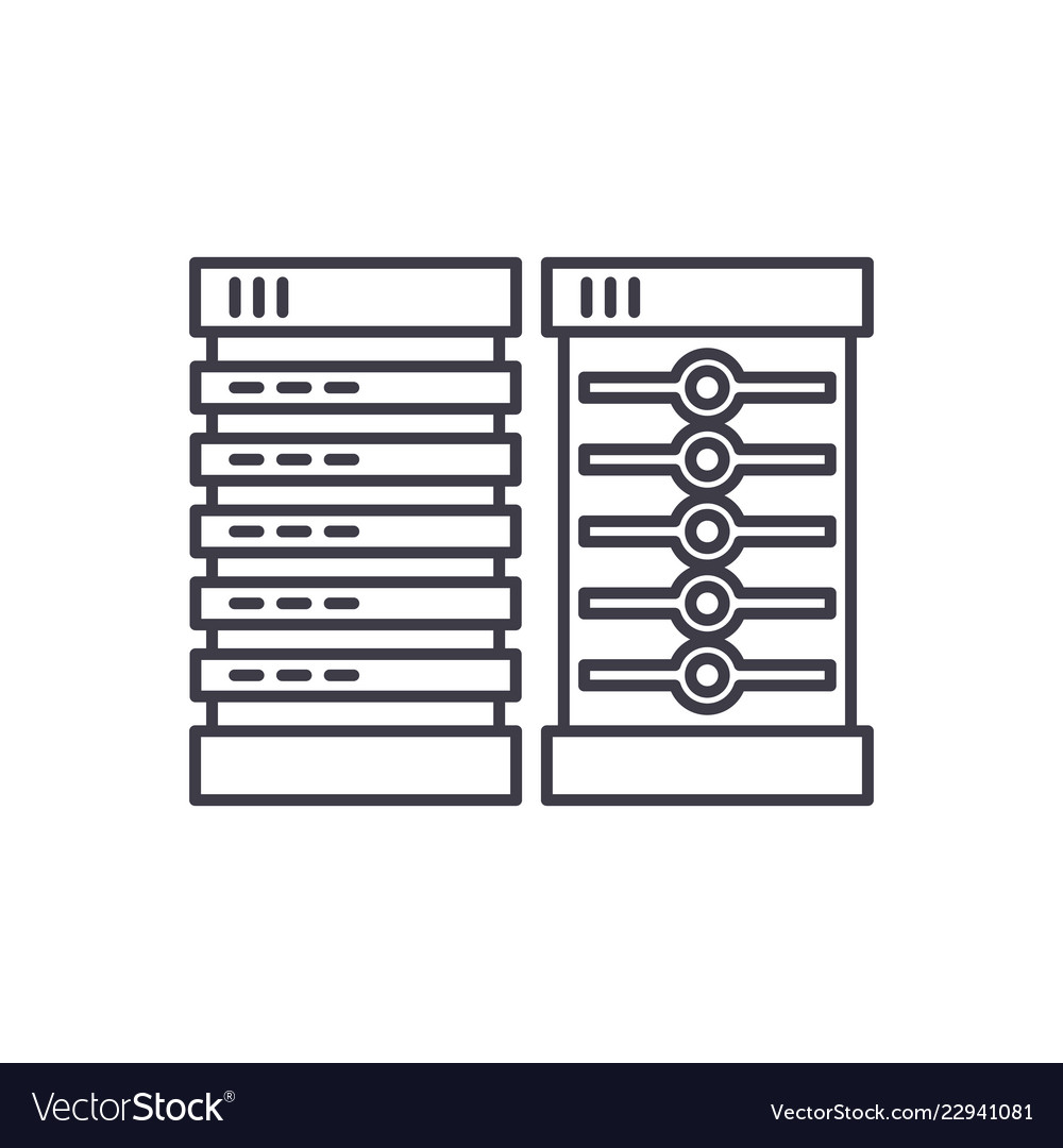 Servers line icon concept linear Royalty Free Vector Image