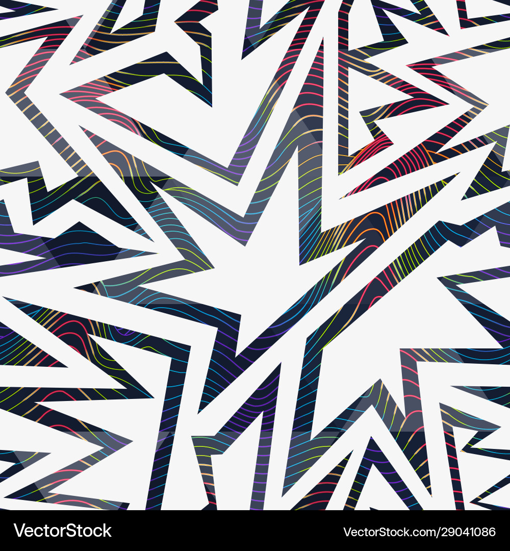 Abstract geometric seamless pattern with neon Vector Image