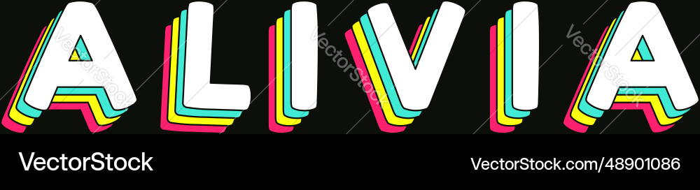 Alivia - retro rainbow typography faded style Vector Image