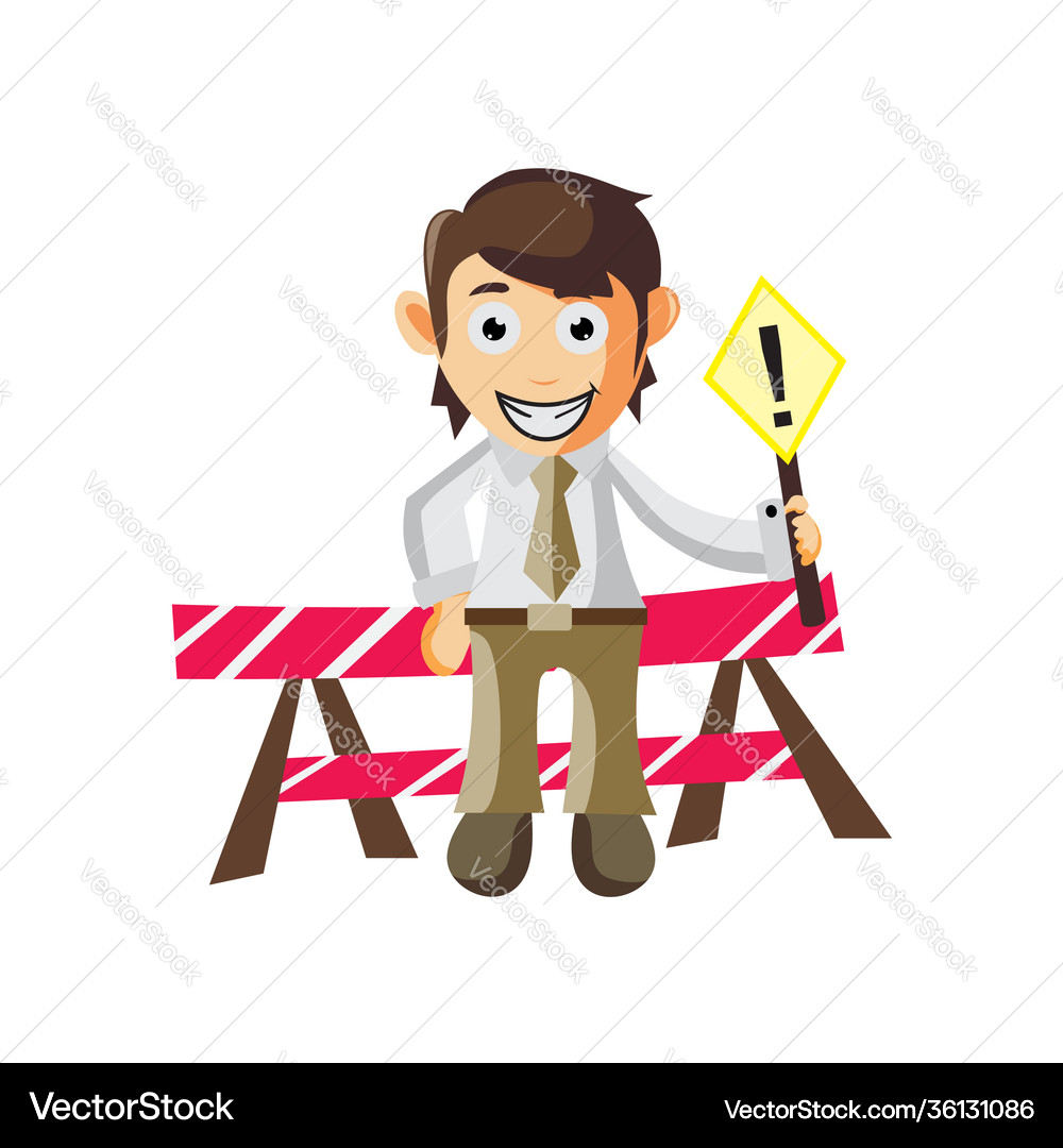 Business man under construction cartoon character Vector Image