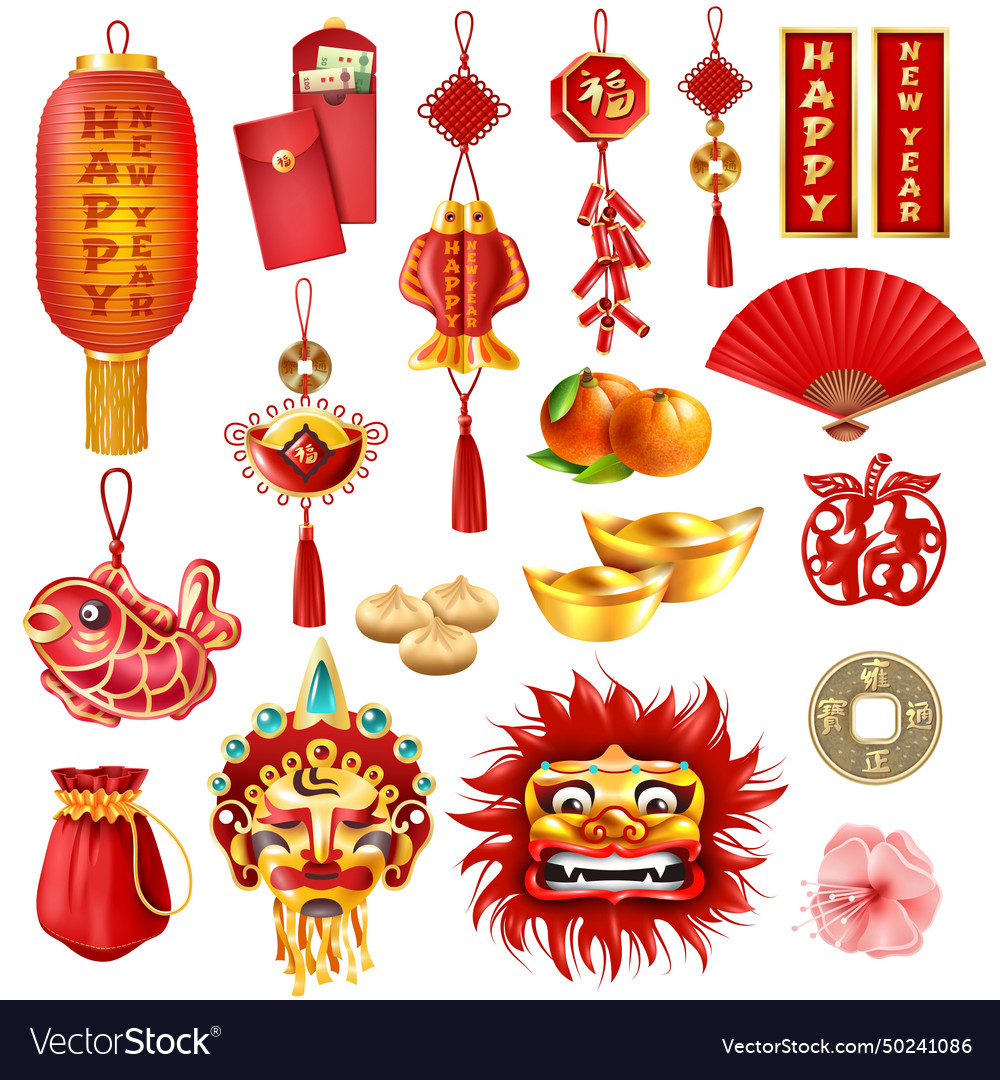 Chinese new year set Royalty Free Vector Image