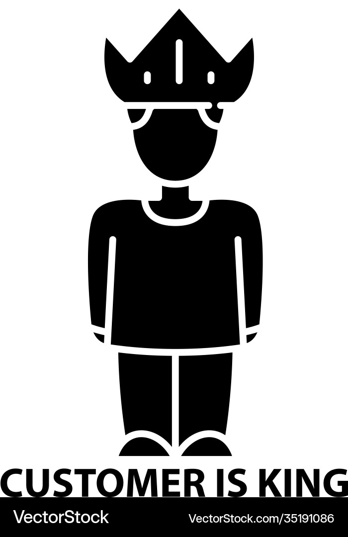 Customer is king icon black sign Royalty Free Vector Image