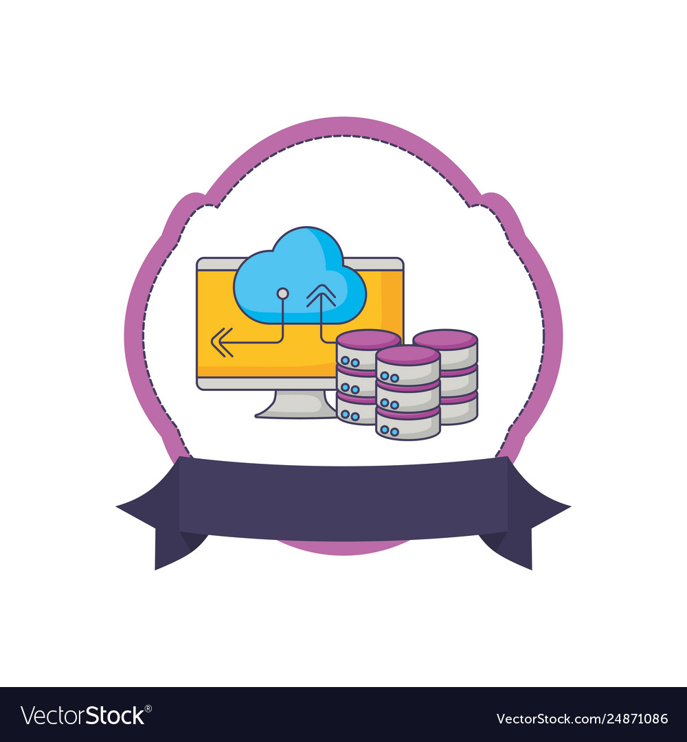 Database storage computer cloud computing emblem Vector Image
