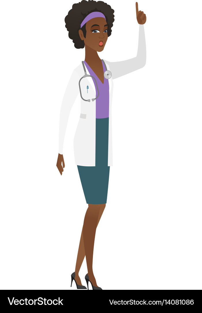 Doctor with open mouth pointing finger up Vector Image