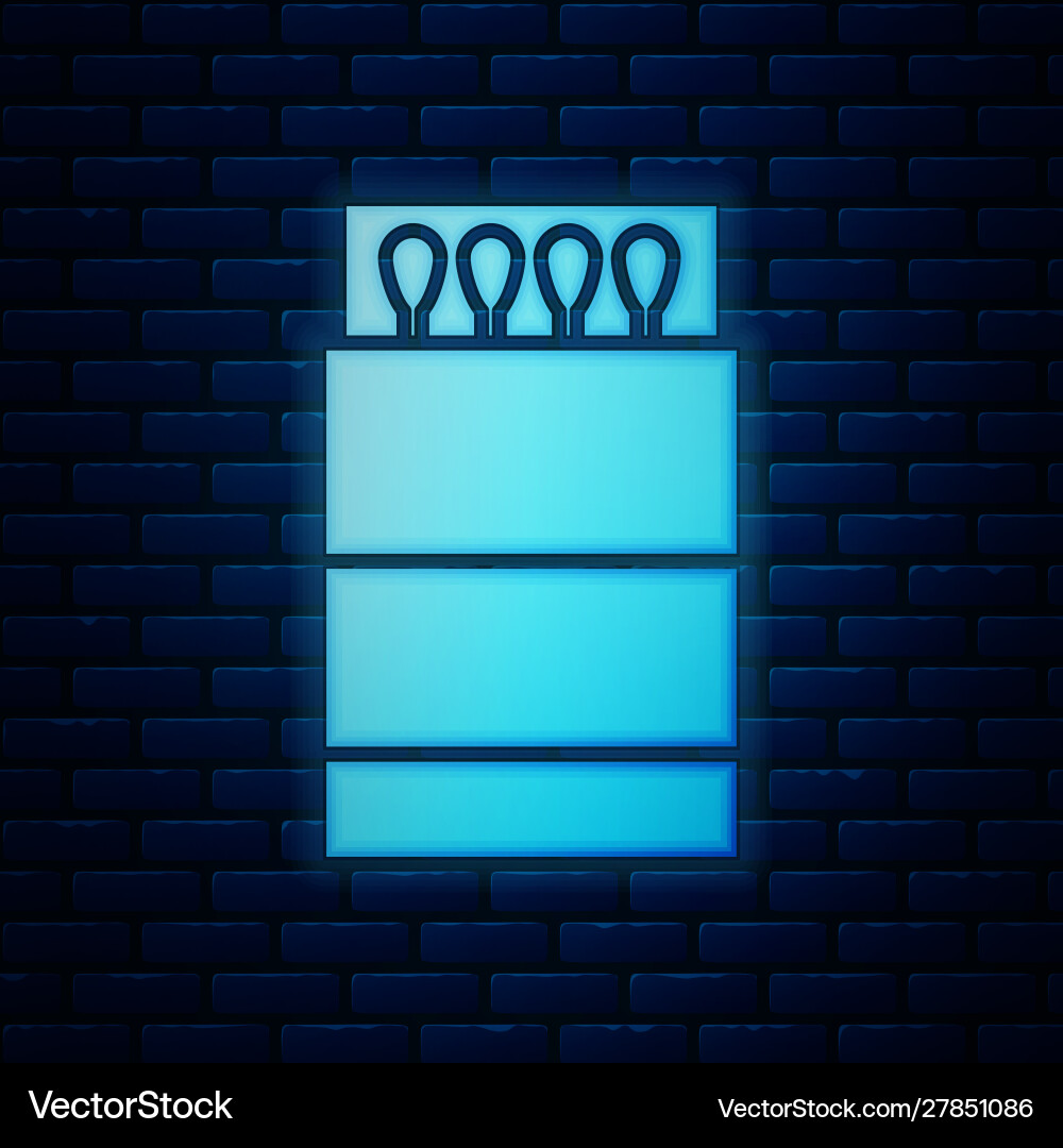 Glowing neon open matchbox and matches icon Vector Image