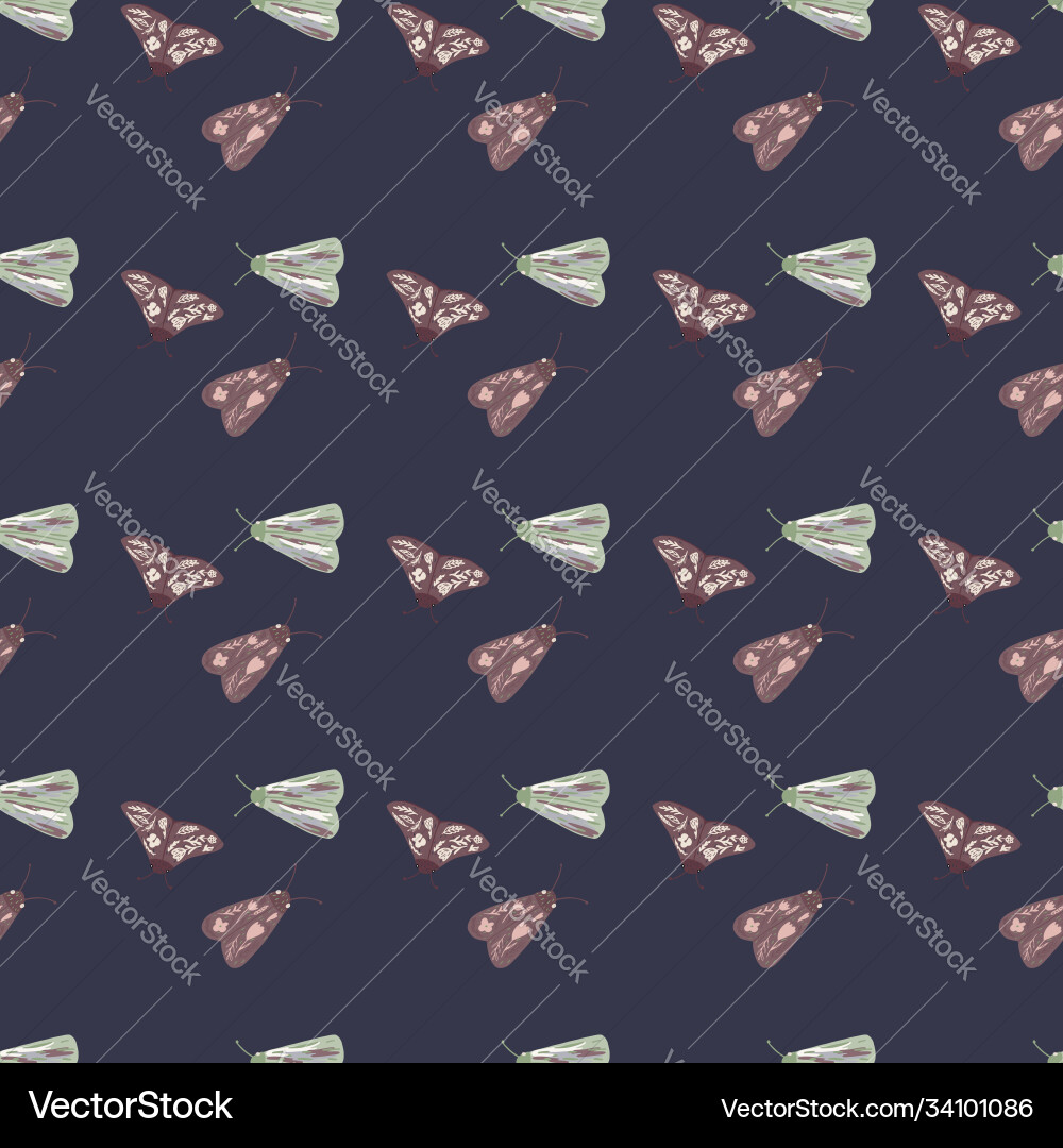 Little night moth silhouettes seamless doodle Vector Image