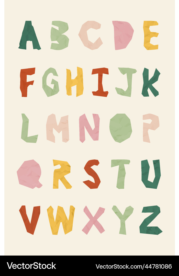 Paper cut letter kids alphabet set Royalty Free Vector Image