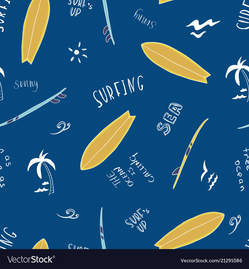 Pattern seamless texture blue surfboards Vector Image