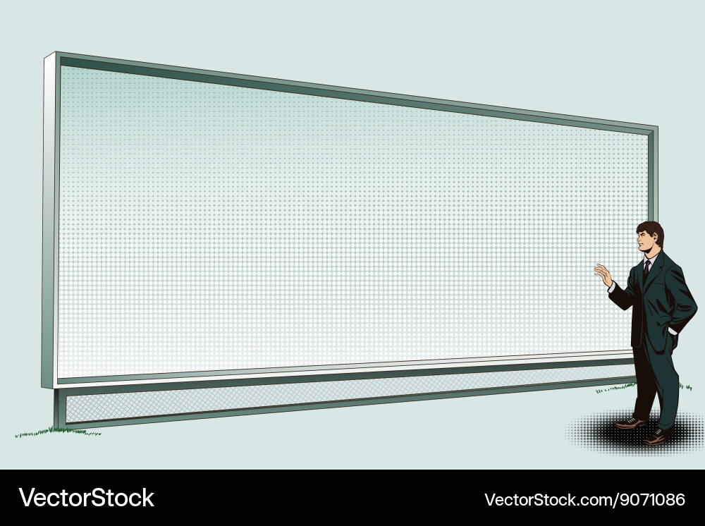 People in retro style cool guy with poster Vector Image