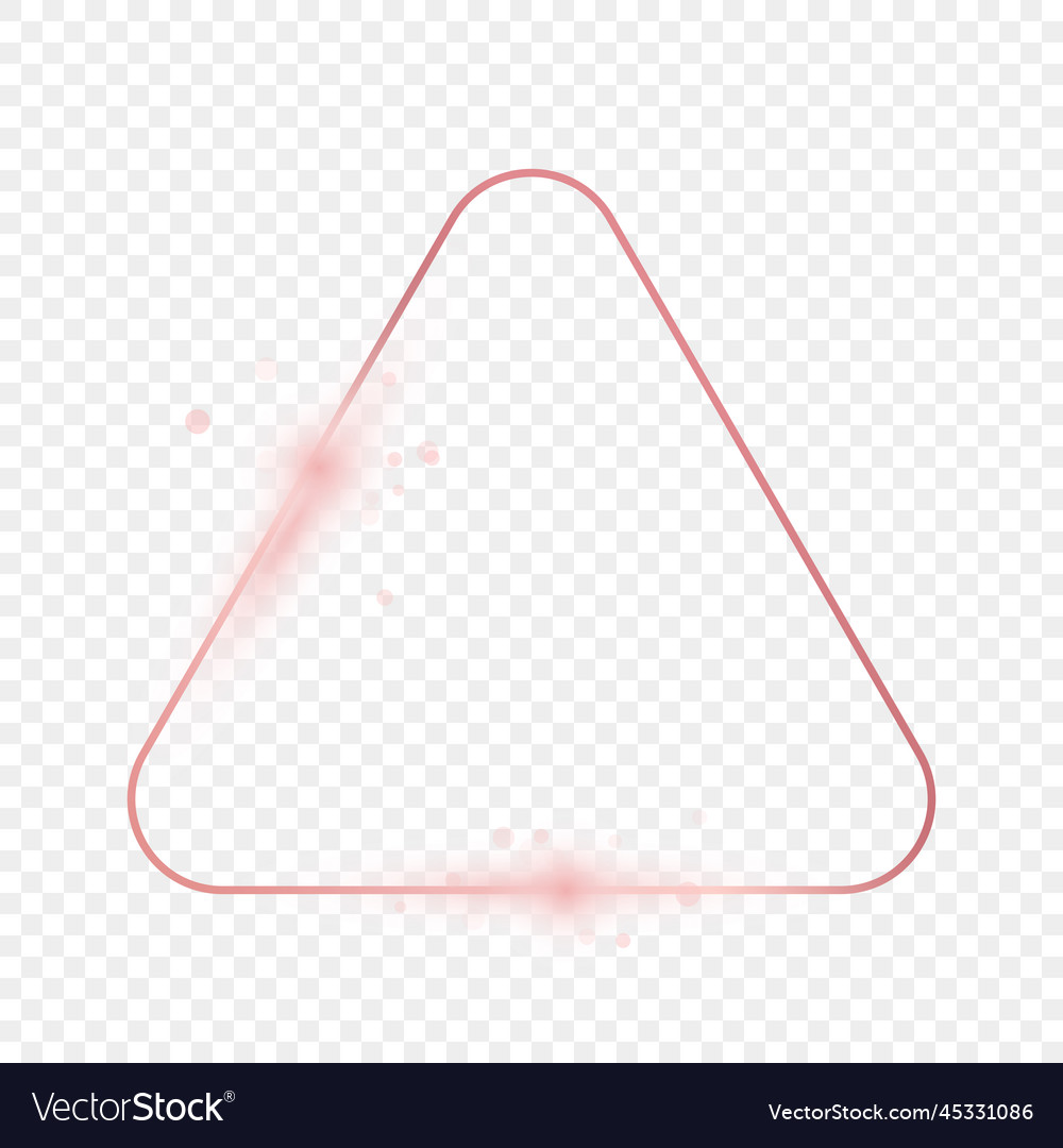 Rose gold glowing rounded triangle frame Vector Image