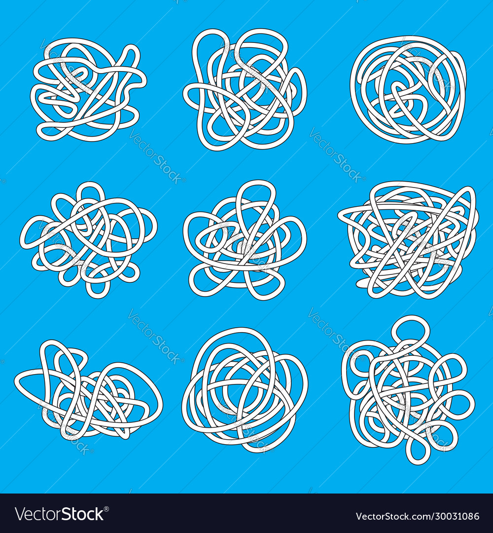 Scribble loop line design elements set Royalty Free Vector