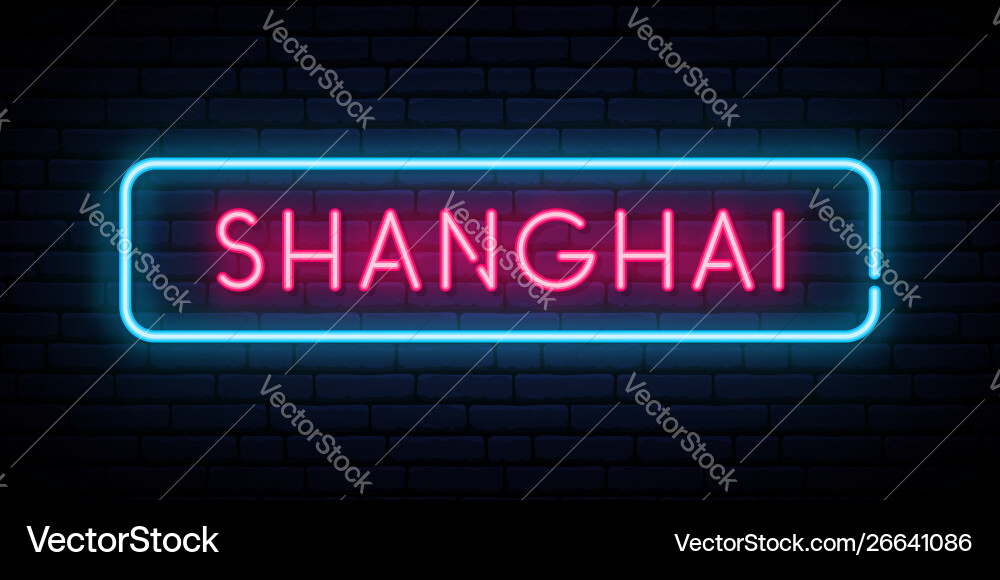 Shanghai neon sign bright light signboard Vector Image